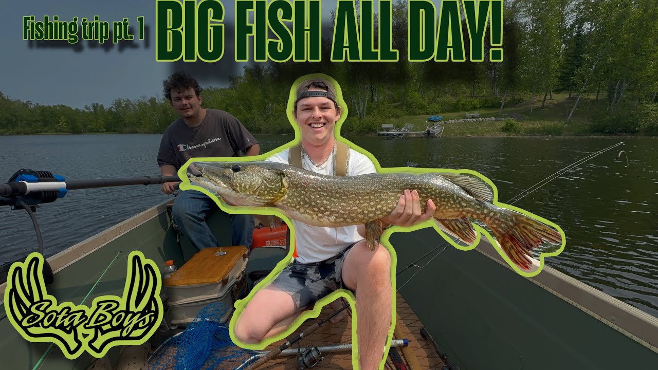 Clear water, private lake bass fishing. 3-day trip up North. HUGE PIKE ...
