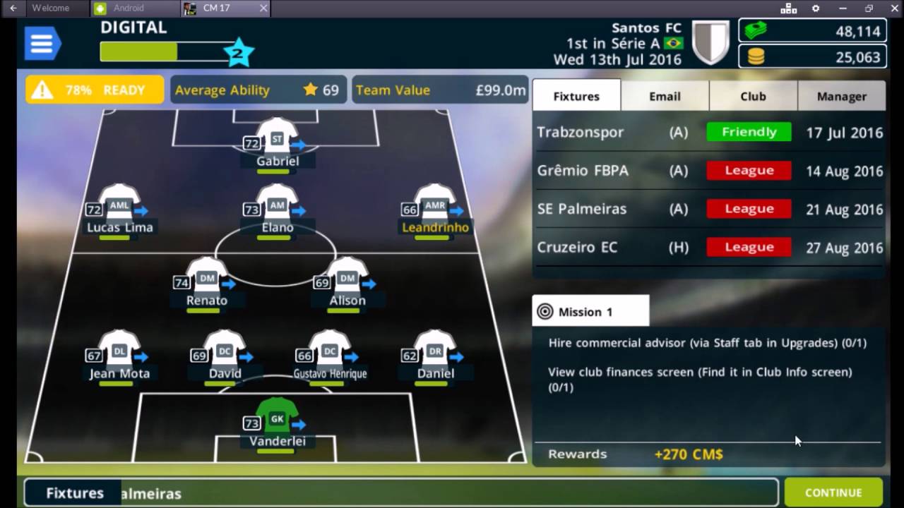{รีวิวเกมมือถือ} Champion Manager 17 (CM17) - YouTube