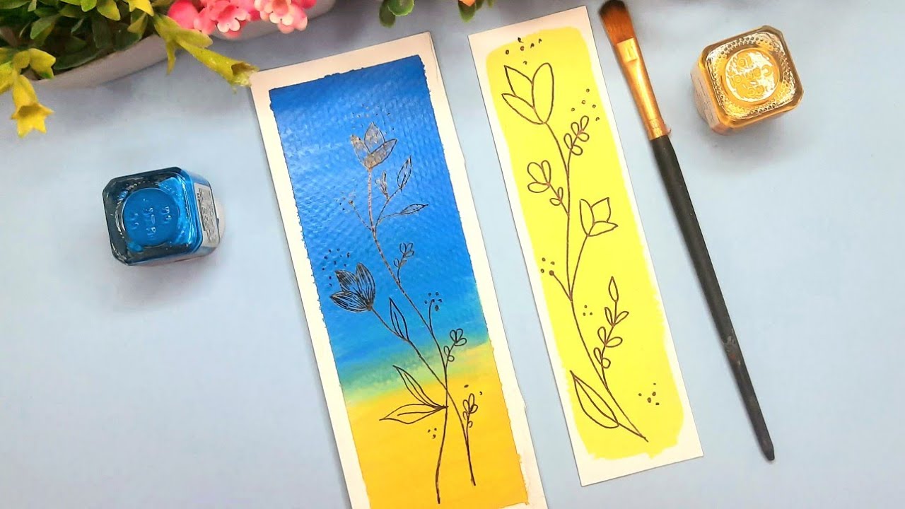 Easy DIY Bookmarks with Paper | DIY Bookmarks Using Acrylic Paint - YouTube