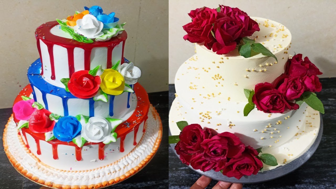 3 tier cake|| cake kaise banaya|| haw to make cake design|| 3 लेयर का ...