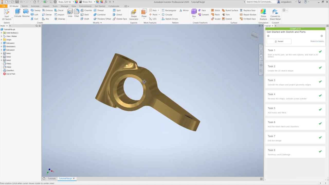 Autodesk Inventor - How to use Tutorial - เริ่มต้นศึกษาด้วยตัวเองกับ ...