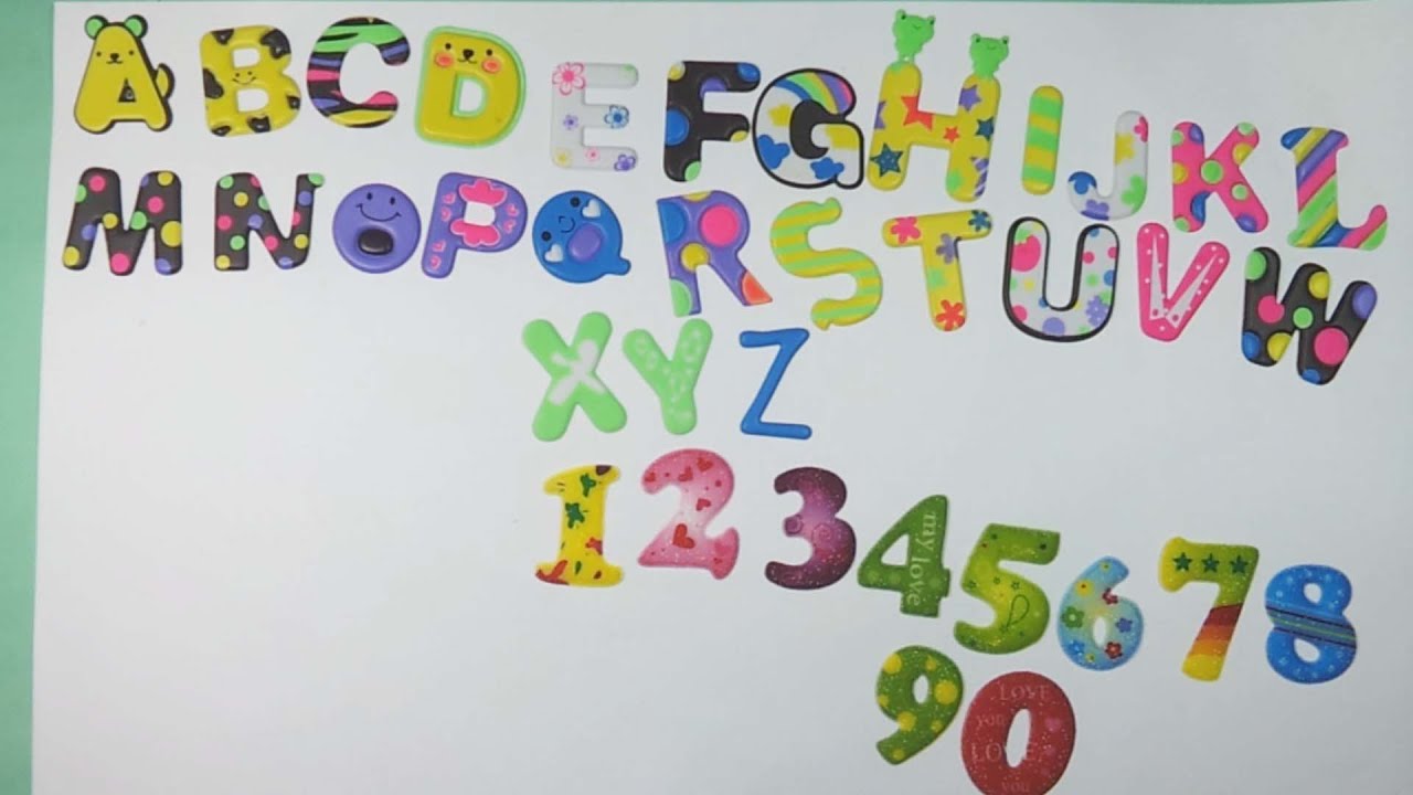Playing with cute ABC Alphabet and Number stickers - YouTube