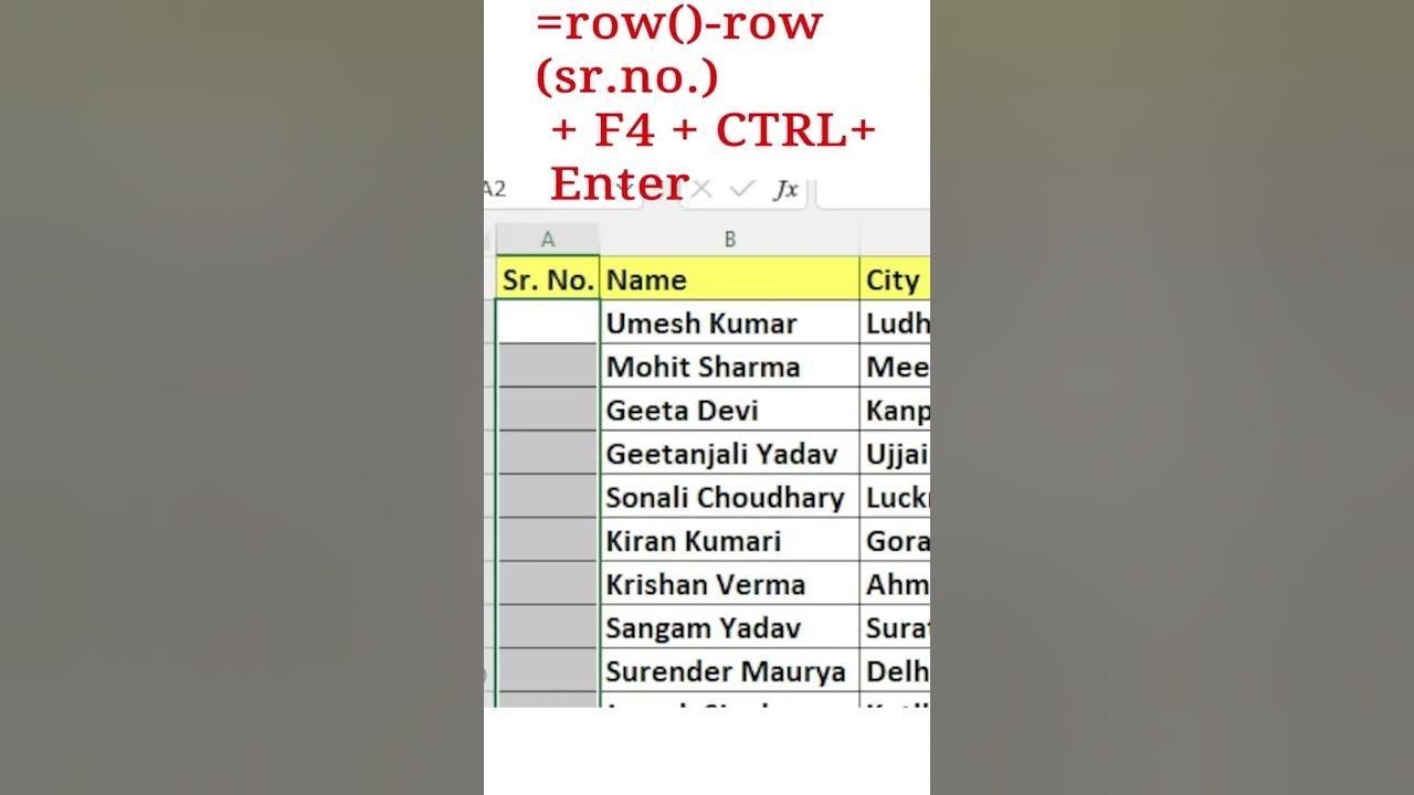 Auto serial numbers in Excel after deleting a raw | एक्सेल में सीरियल नंबर ऑटो अपडेट कैसे करे ...