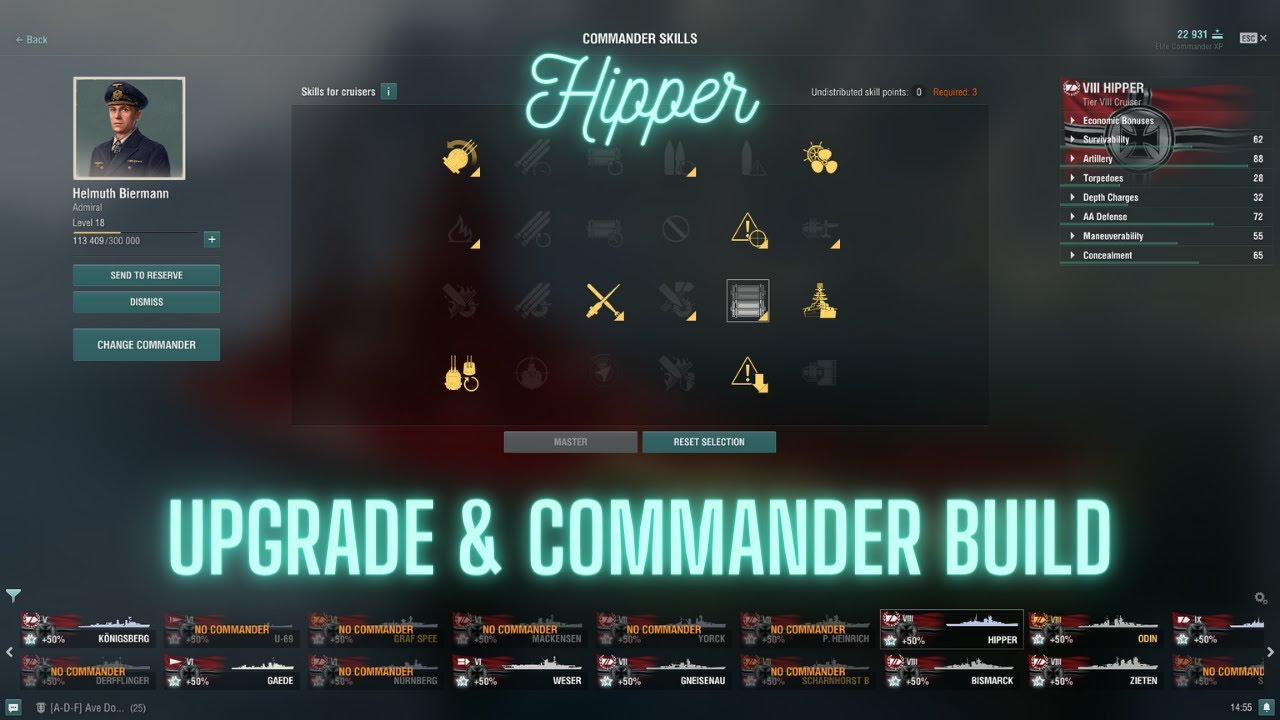 World of Warships - Hipper: Upgrade & Commander Build - YouTube