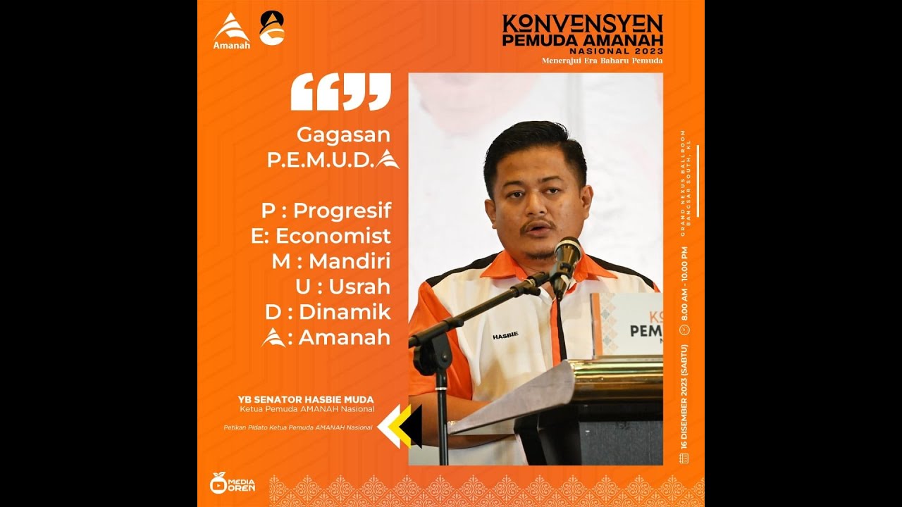 Ucapan Dasar Ketua Pemuda Amanah Nasional 2023 - YB Senator Hasbie Muda ...