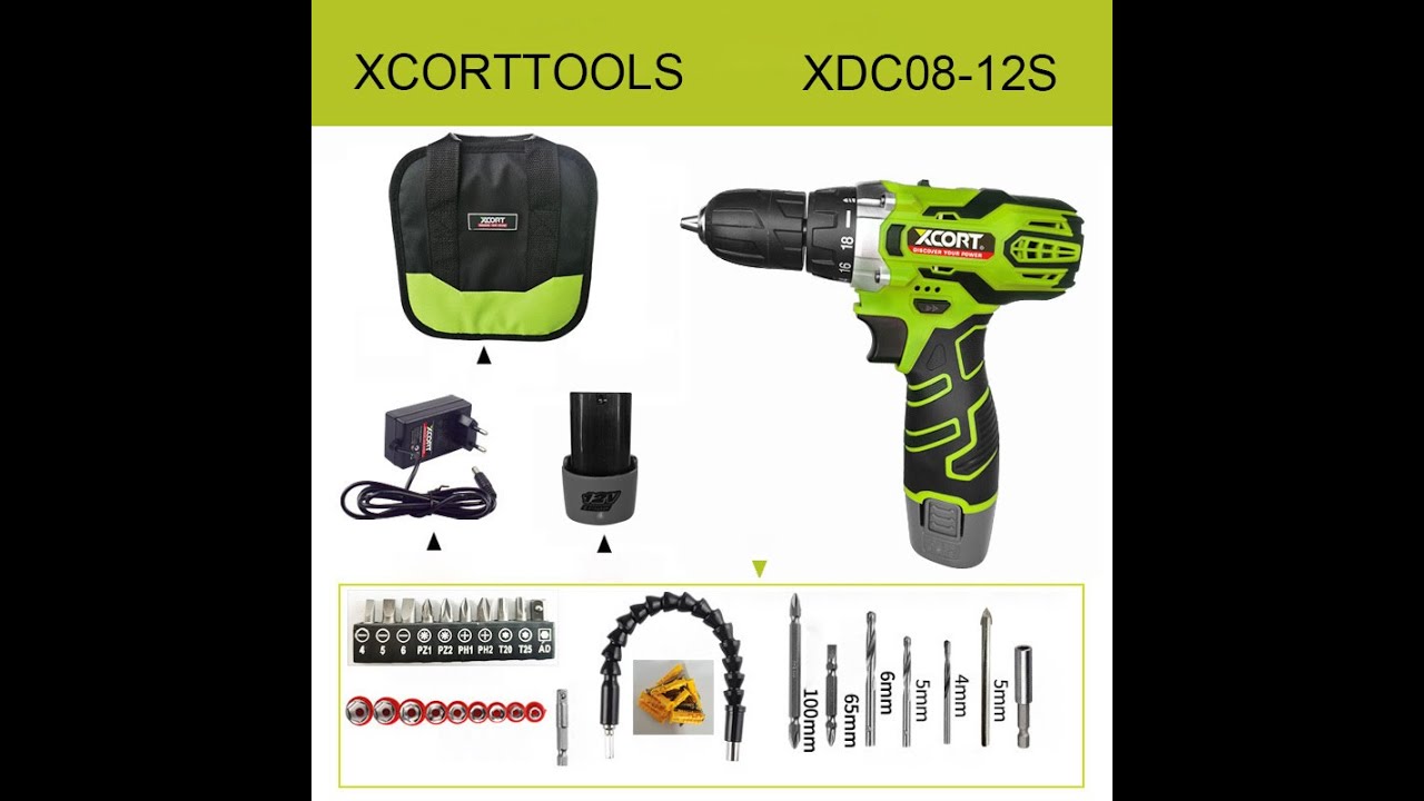 XCORT TOOLS XDC08-12A2 CORDLESS DRILL industrial cordless drill Kit ...