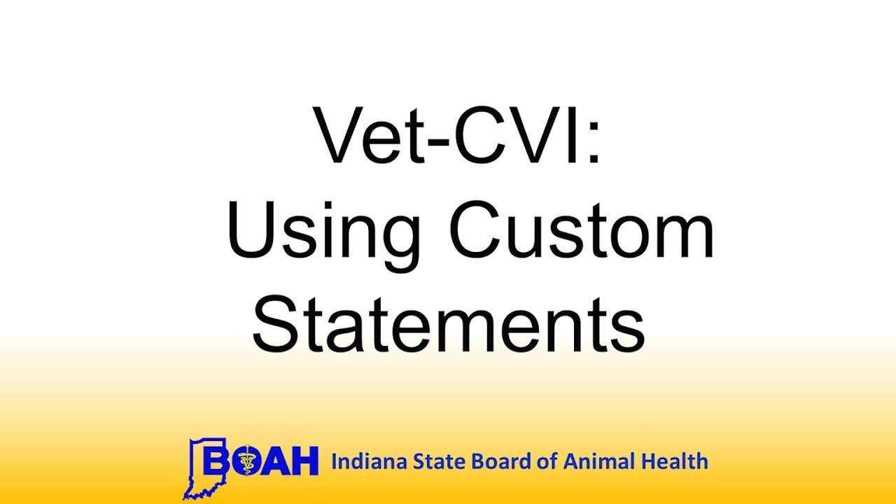 VET-CVI: Using custom statements - YouTube
