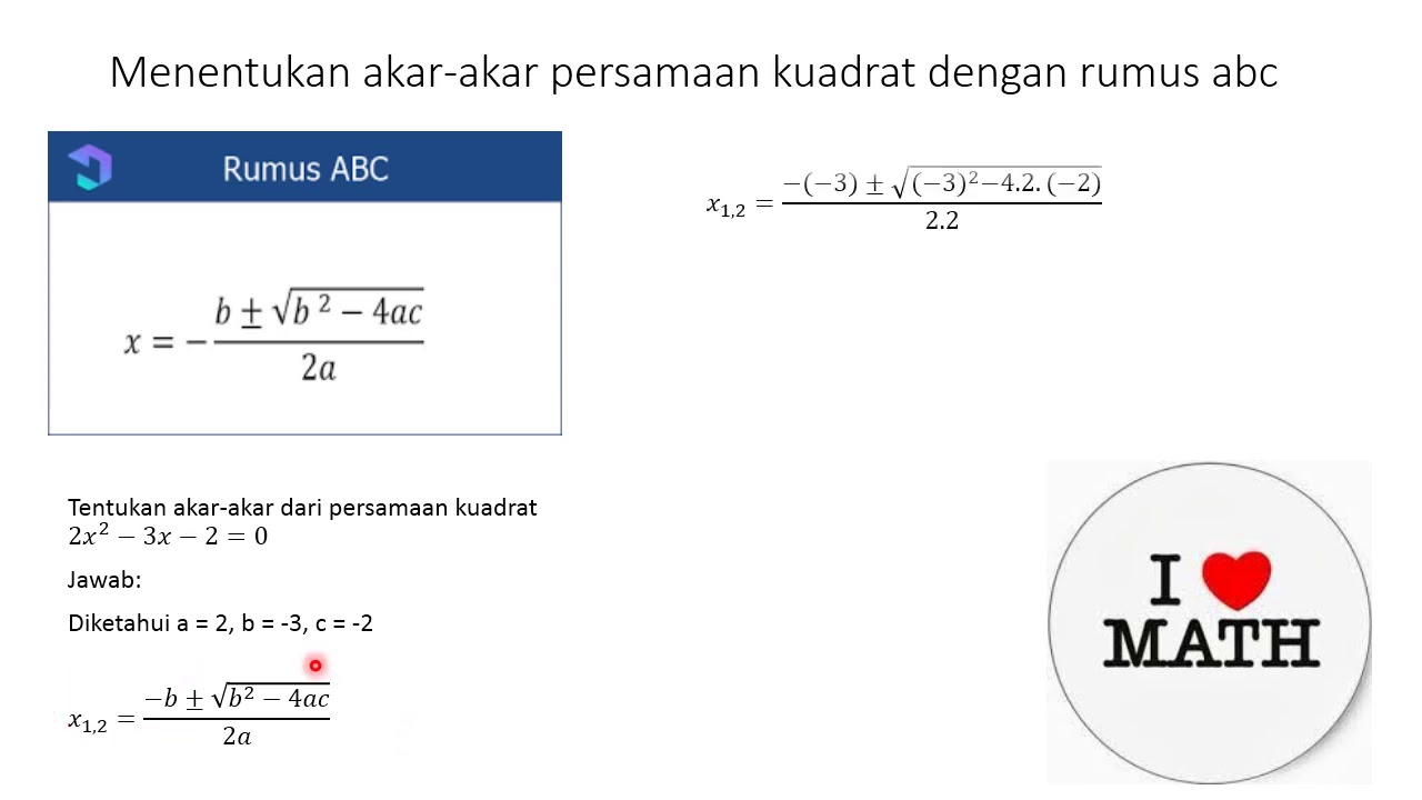 Menentukan Akar Persamaan Kuadrat dengan Rumus ABC - YouTube
