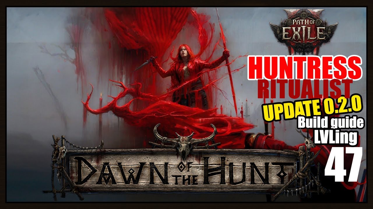 Huntress Ritualist Leveling guide (lvl 47) huntress build poe2 - YouTube