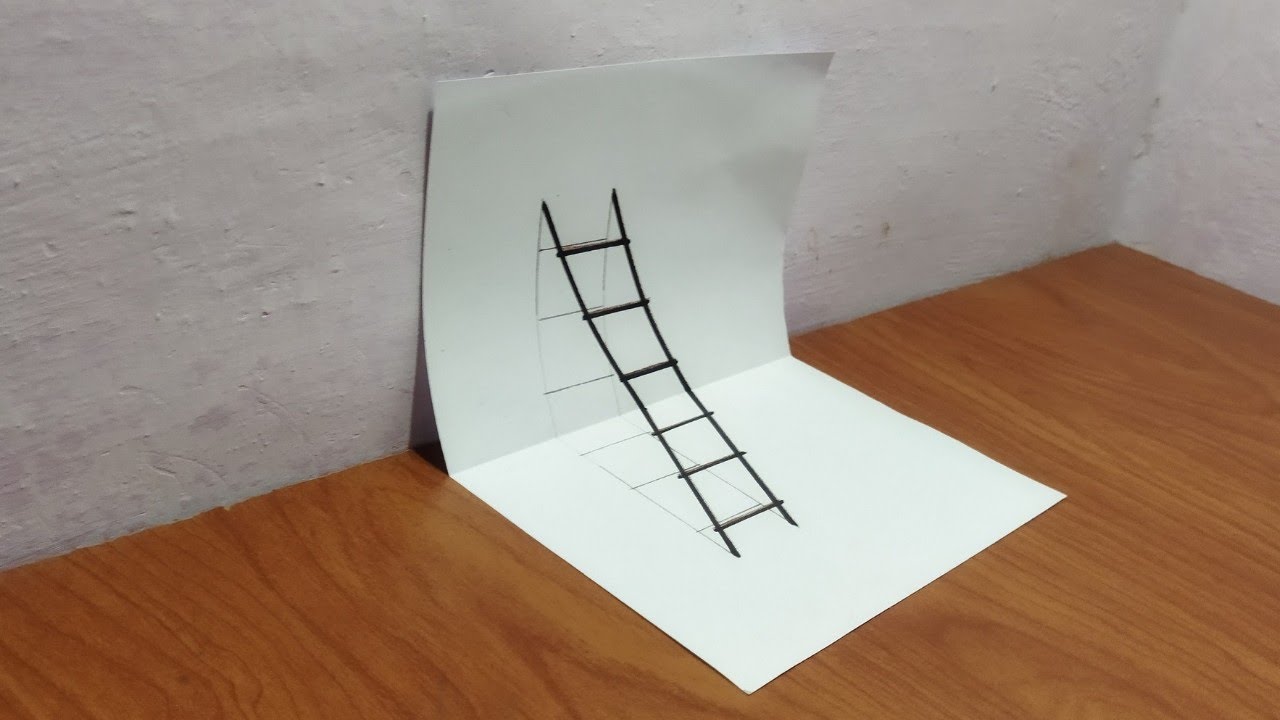 How to Draw Ladder Optical illusion @ArtandFunzone - YouTube