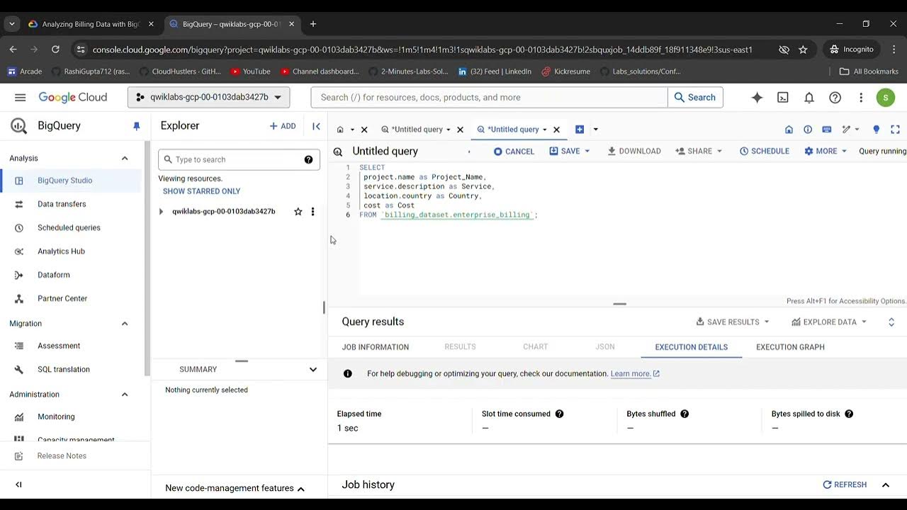 Analyzing Billing Data with BigQuery || Google Cloud Skills Boost || Arcade 2024 - YouTube