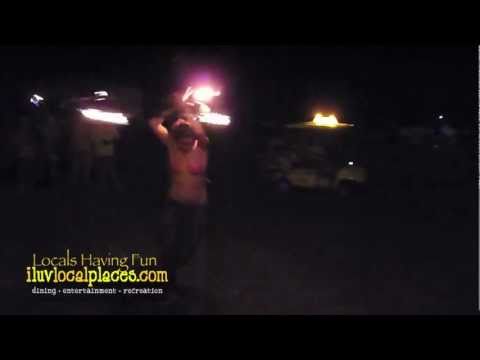 Bikini Clad, Flamming Hula Hoop Girls