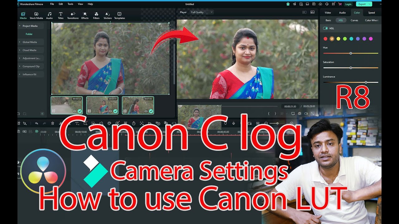 Canon C log 3 Camera setting LUT use for Colour Grading | C log edit on ...
