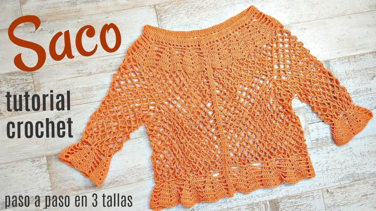 TUTORIAL SACO / CHAQUETA A CROCHET 3 TALLAS - YouTube