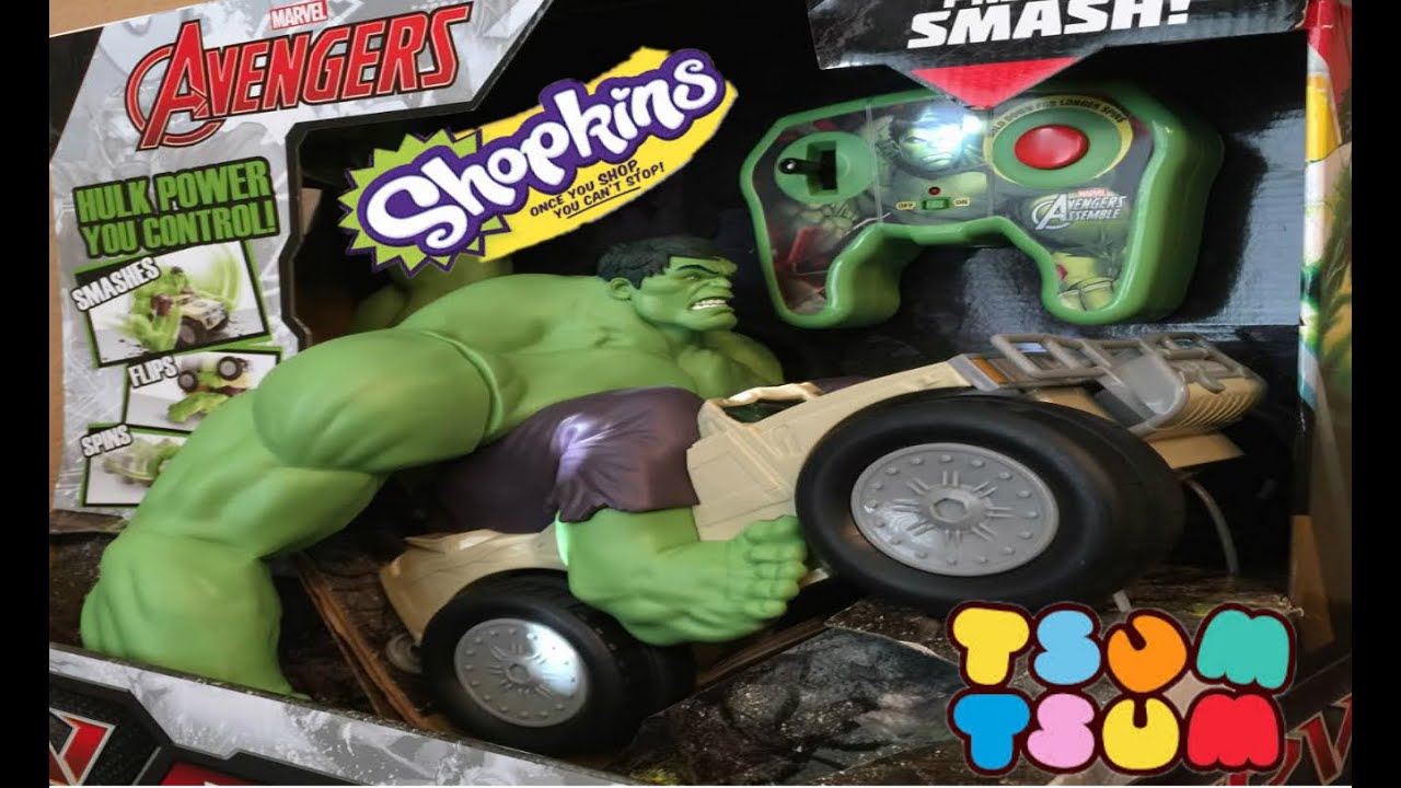 Smashing Hulk RC Car Crushing Tsums Tsums and Shopkins - YouTube