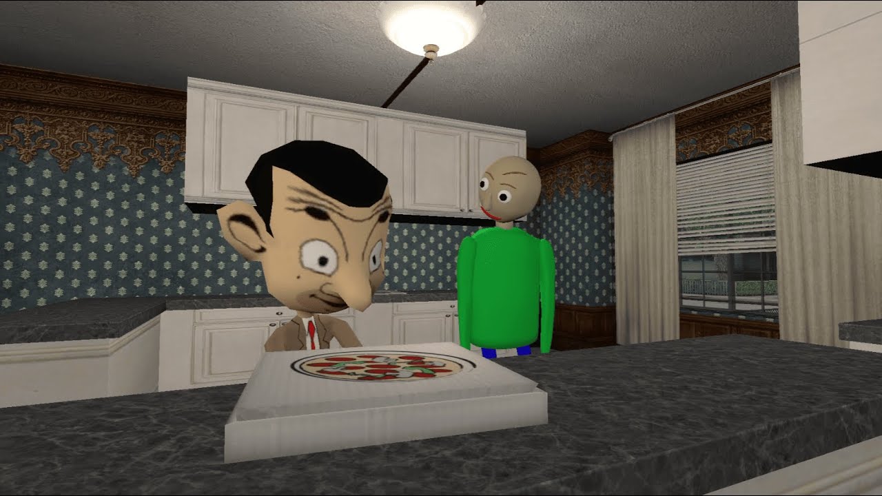 baldi and mr bean waits for a pizza! - YouTube