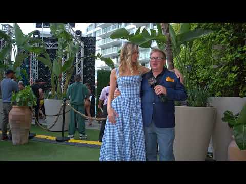 Model Cara Joyce interviewed backstage during Miami Swim Week The Shows