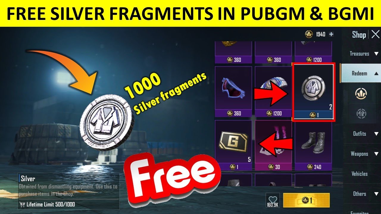 FREE Silver Fragments and AG Coins in PUBG Mobile & BGMI - YouTube