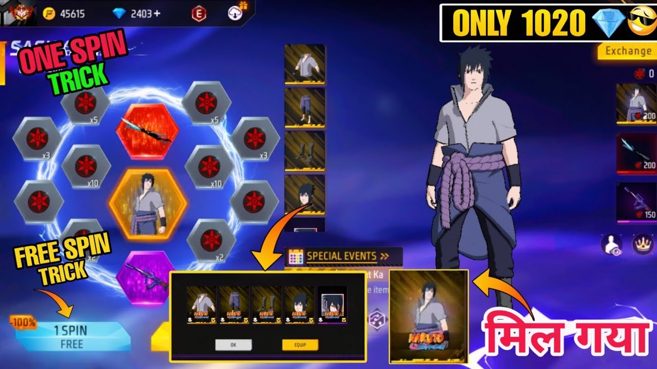 Sasuke Ring Event One Spin Trick | Free Fire New Event Today | Sasuke ...