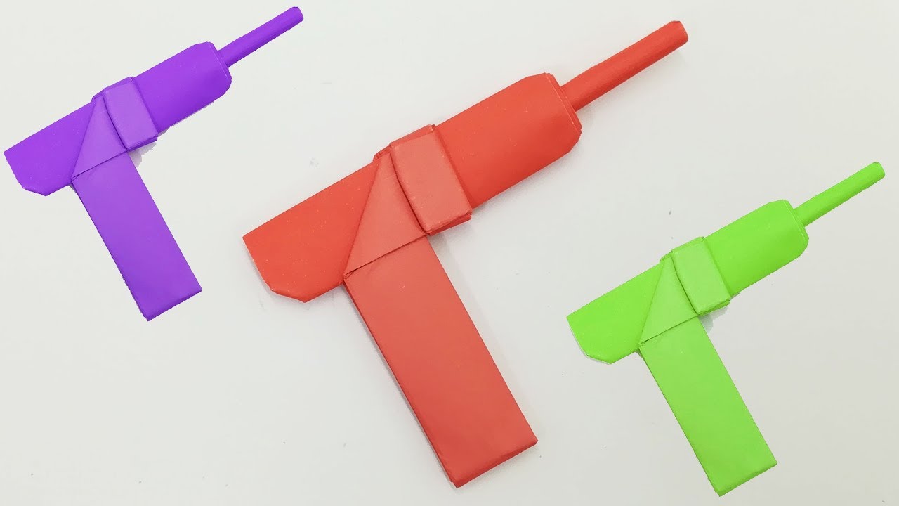 How to Make a Paper Gun | Origami Weapons For Kids Craft Ideas | Gun ...