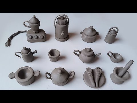 DIY How to make clay kitchen tools and equipment, miniature clay ...