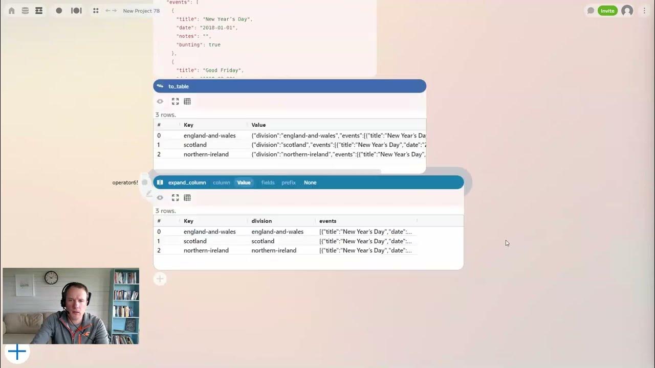 Parsing Bank Holiday JSON data from a web API endpoint to a table in 4 ...