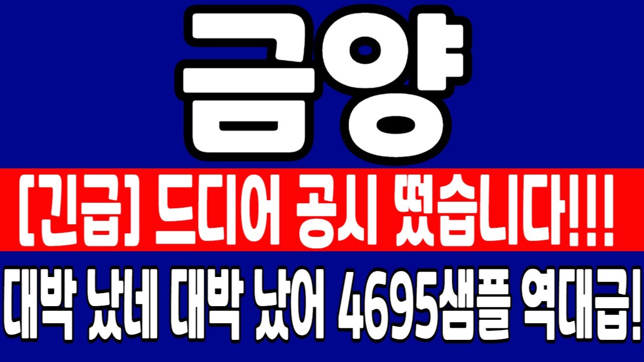 금양 주가전망 드디어 공시 떴다 대박이네 4695샘플로 역대급 호재 김프로금양2차전지4695에스엠랩류광지