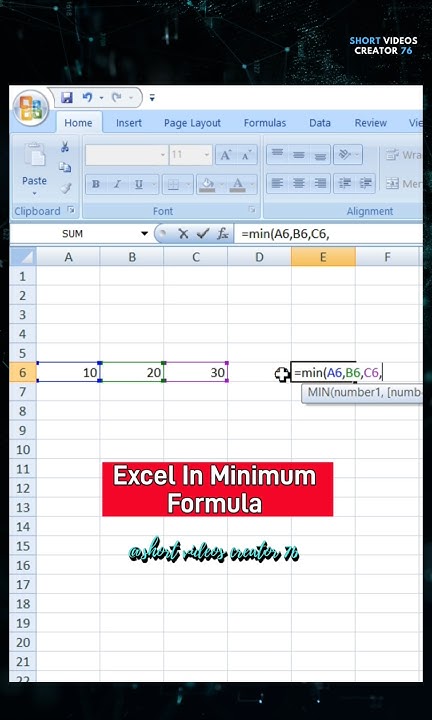 Excel In Minimum Formula Use🖥️#excel #shortsfeed #exceltips # ...