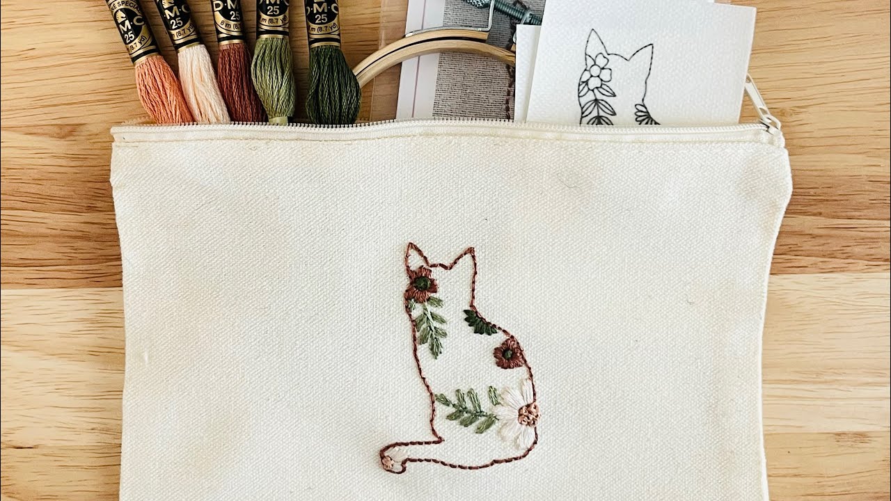Garden Cat Embroidery Pattern Tutorial How To Use Stick and Stitch ...