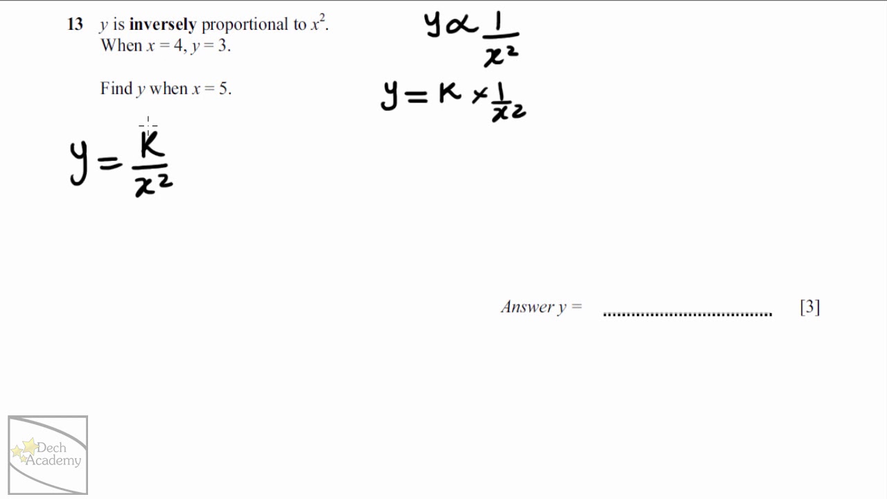 ALGEX02 Inverse Proportion (IGCSE Past Exam Question) - YouTube