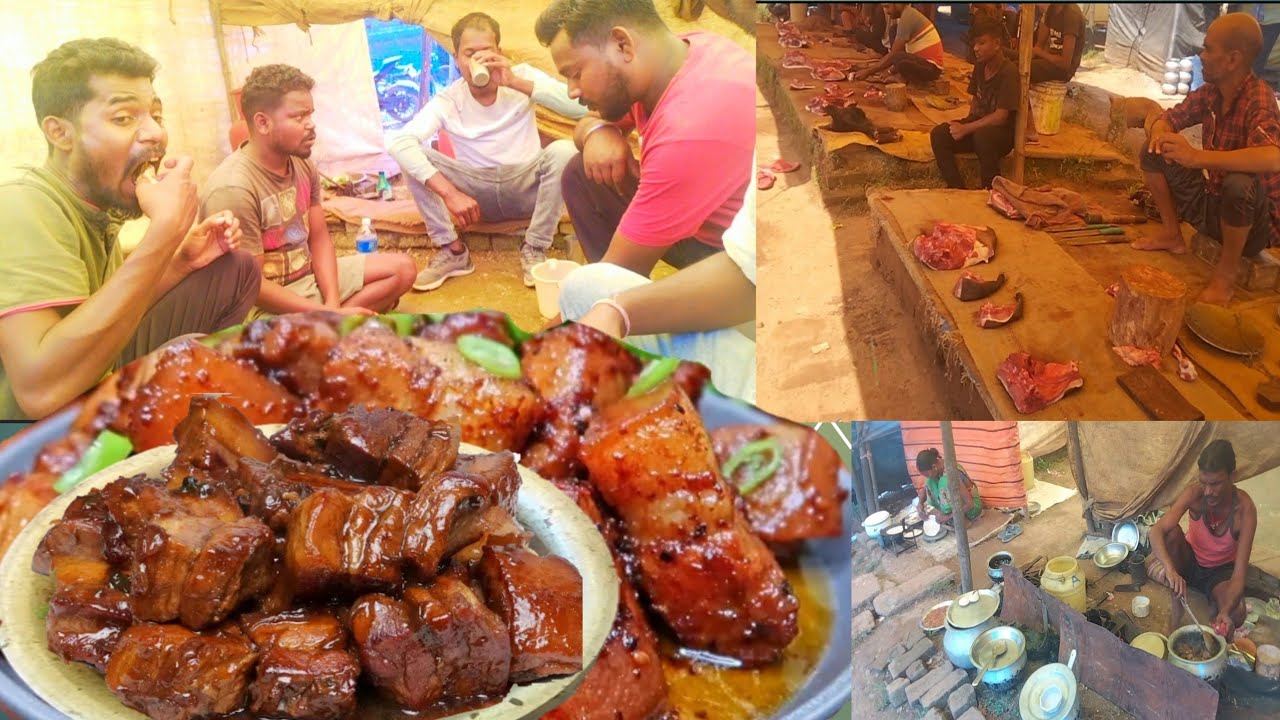 PORK MARKET || DESI PORK RECIPE||SPICY PORK CURRY|| VILLAGE STYLE PORK ...