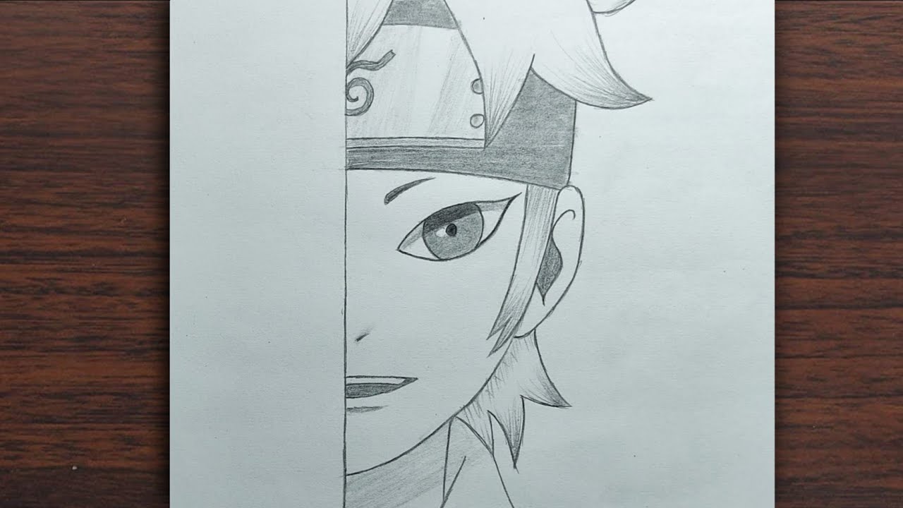 Anime drawing | How to draw Mitsuki - boruto half face from naruto ...