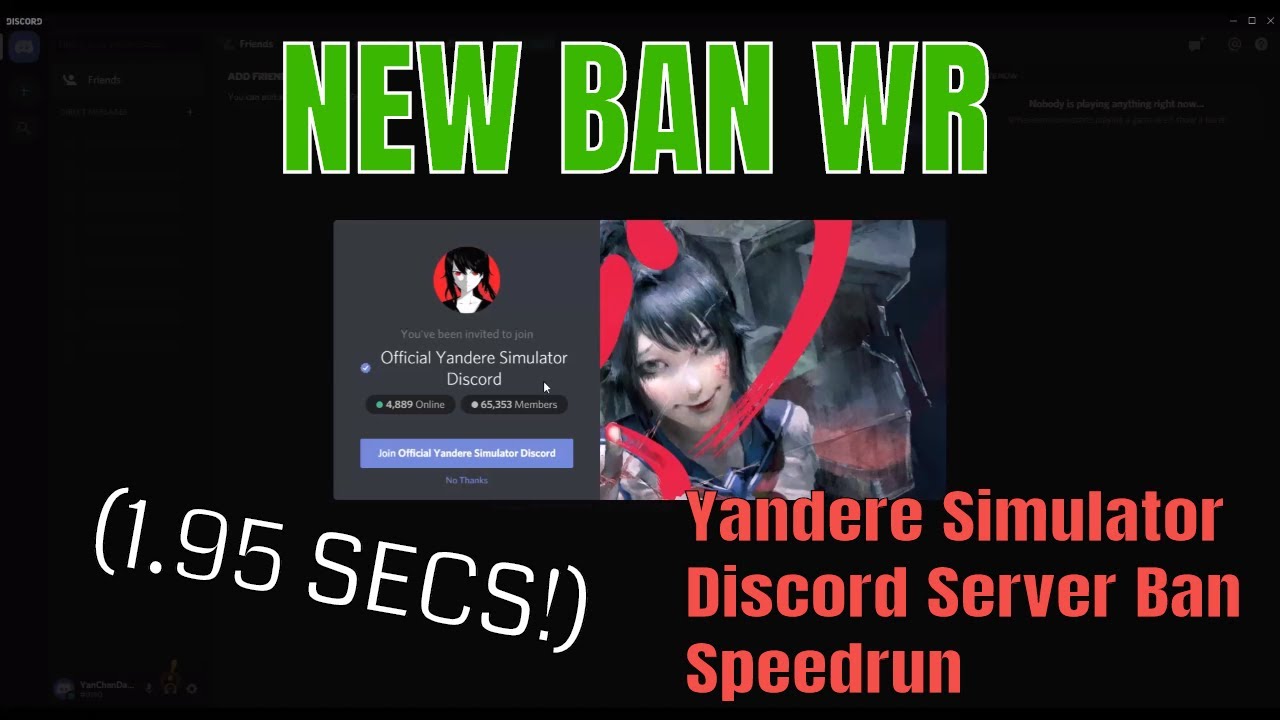 New Yandere Simulator Discord Ban Speedrun WR!! (1.95 SECS) - YouTube