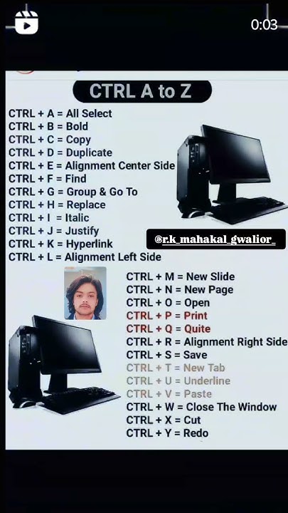 Computer 🖥 command A से Z तक CTRL A TO Z #computerknowledge #shortvideo #computers #whatsapp ...