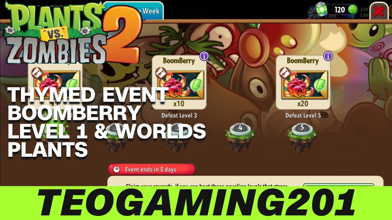 PvZ 2 | Thymed Event | Plants of the Week | BoomBerry (LEVEL 1 & WORLDS ...