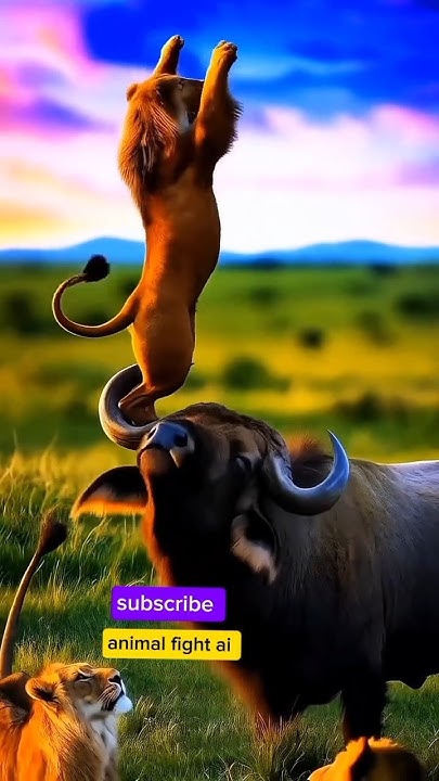 The ultimate showdown between lion and buffalo#lion#animal #bison#shorts #lionfight #animals ...