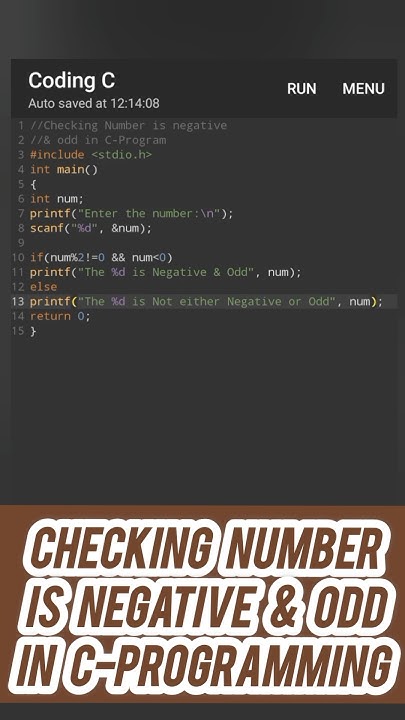 Checking Number is Negative & Odd in C-Programming #coding #beginners #cprogramming - YouTube