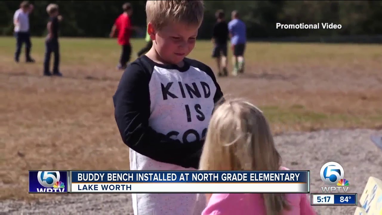 Buddy bench installed at North Grade Elementary - YouTube