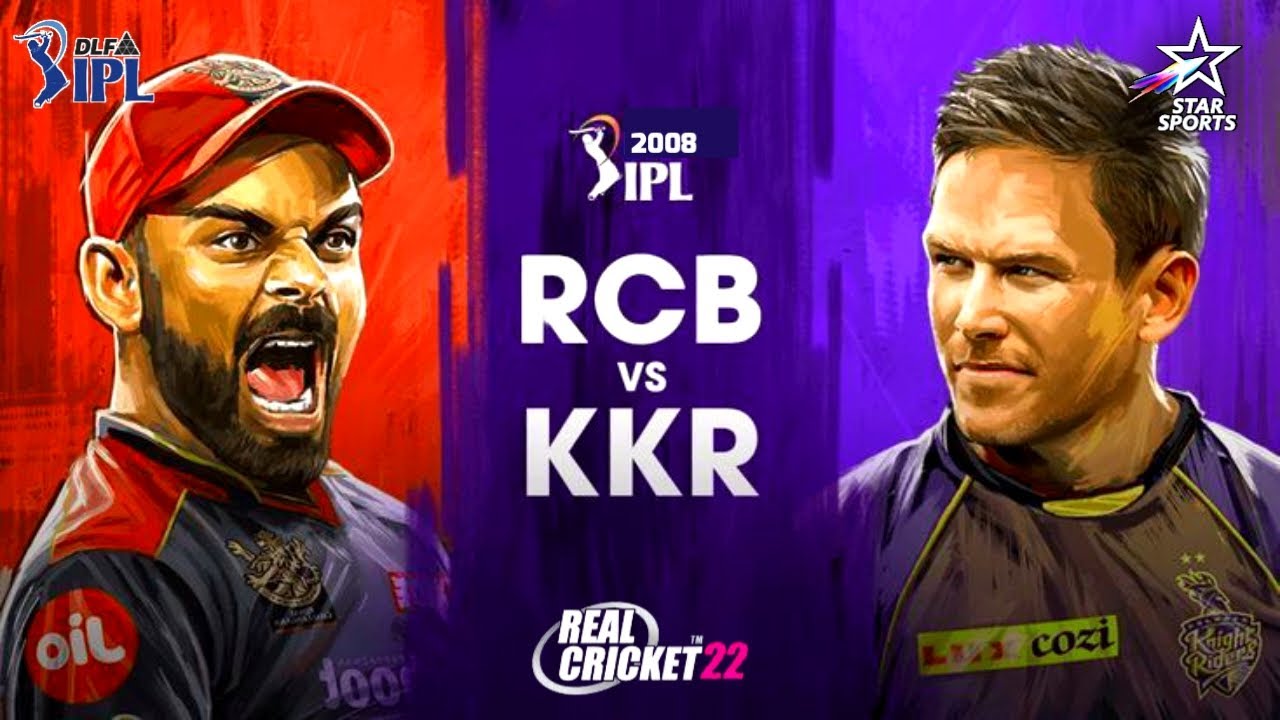 RCB vs KKR match highlights || IPL 2008 || real cricket 22 #ipl # ...