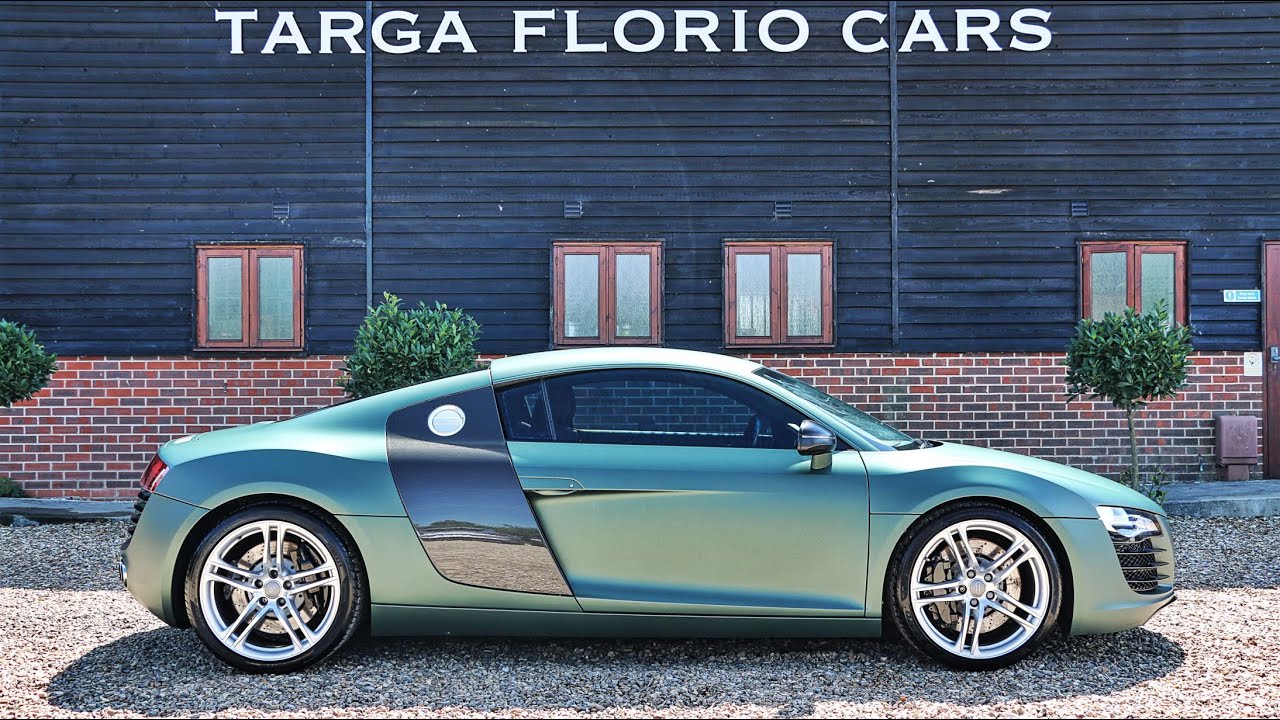 Audi R8 4.2 V8 Manual wrapped in Matt Green with Carbon Blades London ...