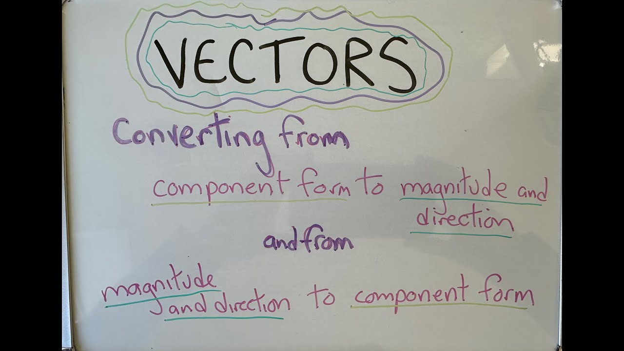 Vectors: Component Form to Magnitude and Direction Form and back - YouTube