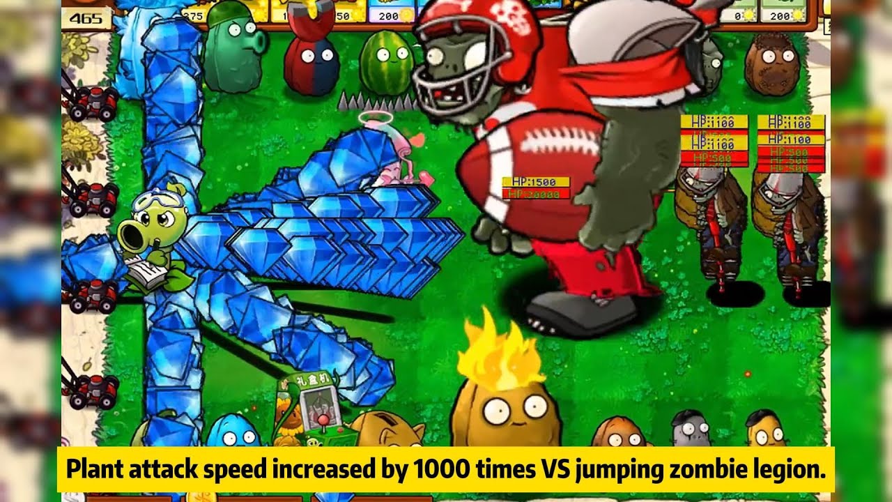 Plants 1000 times attack speed VS jumping zombie legion.—Plants vs ...