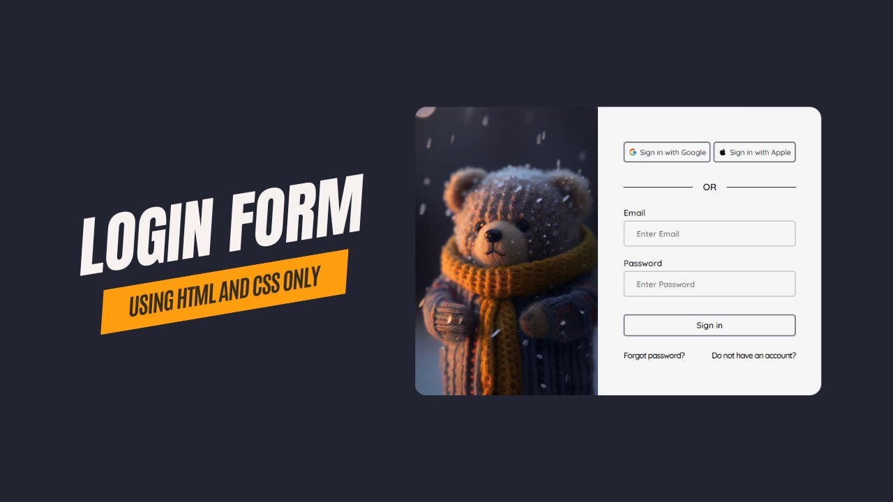 Login Form in HTML & CSS | Best HTML Tutorial For Beginners - YouTube