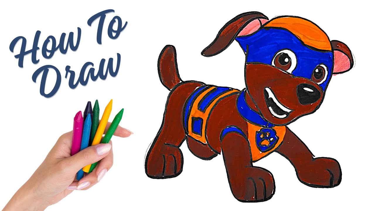 How to draw Zuma - Paw Patrol Mighty movie || Easy drawing - YouTube