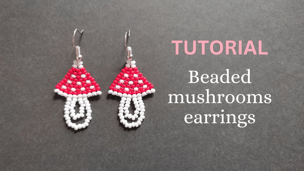 Diy How To Make Beaded Mushroom Earrings Easy Seed Bead Earrings