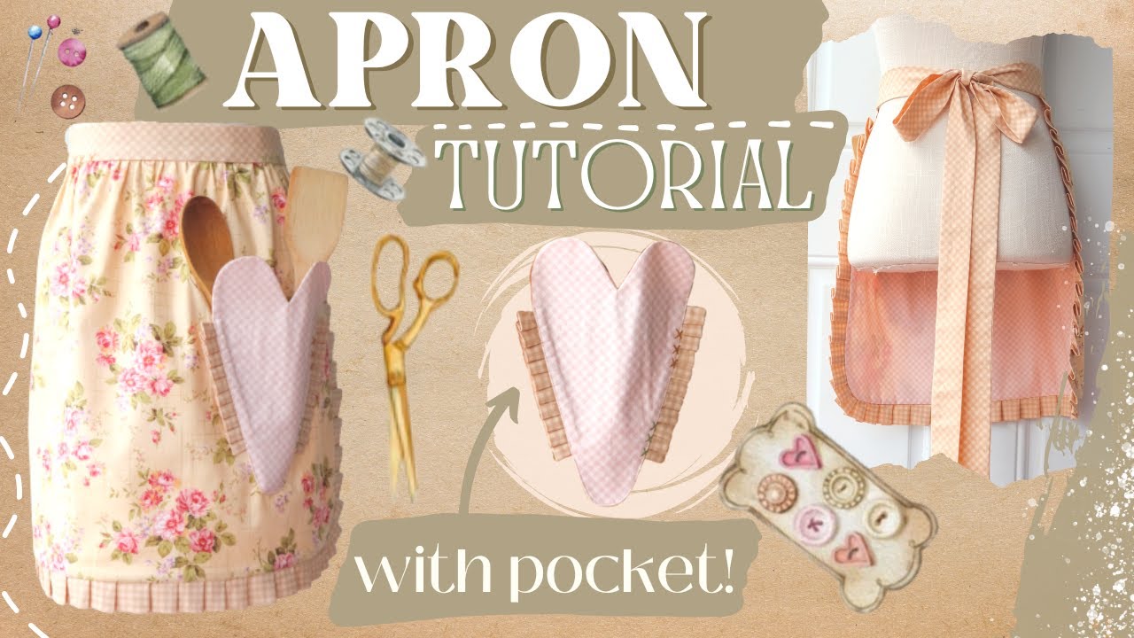 DIY Apron with Heart Pocket 💖Level 1🪡 Downloadable Pattern ~ #sewing # ...