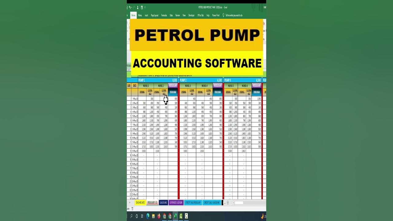 PETROL PUMP ACCOUNTING SOFTWARE IN EXCEL | SHORTS | YOUTUBE SHORTS ...