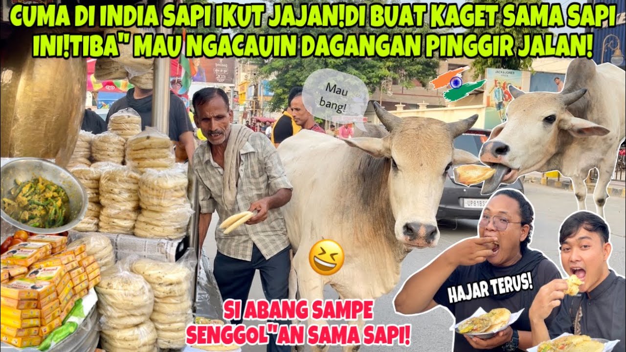 DI BUAT KAGET SAMA SAPI INI!TIBA" MAU NGACAUIN DAGANGAN PINGGIR JALAN ...