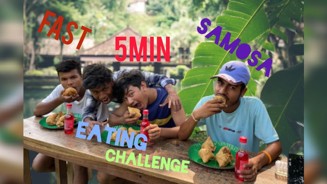 FOOD FOR FUN// 5MINUTES SAMOSA CHALLENGE//VILLAGE BOY - YouTube