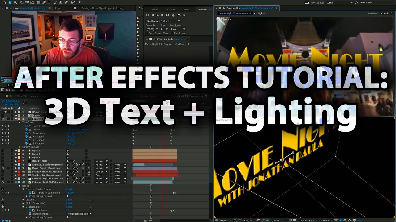 After Effects Tutorial »» 3D Text + Lightning -- JON EDITS Movie Night ...